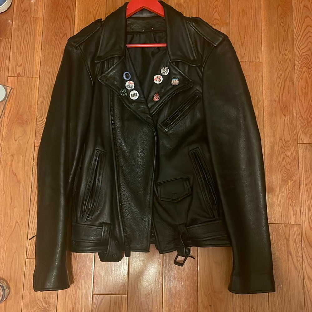 Top Gun Leather Moto Jacket With Buttons - Gem